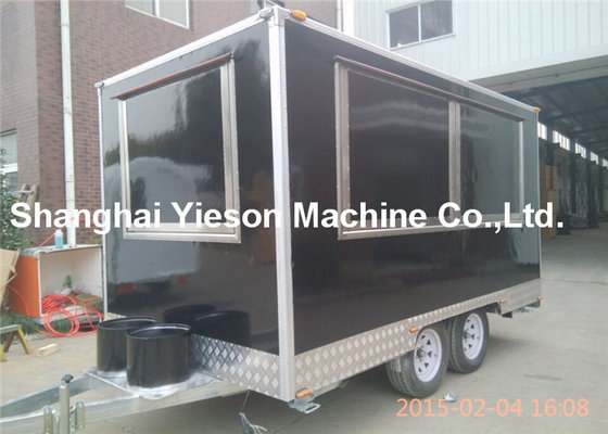 Black Food Catering Mobile Restaurant Trailer Large Work Room
