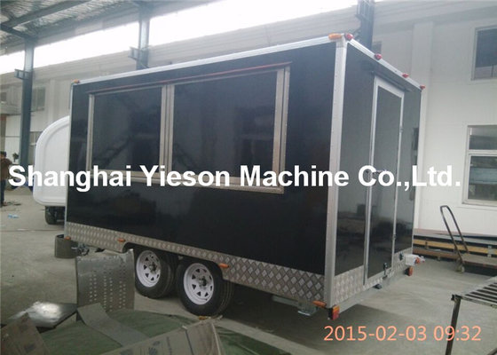 Black Food Catering Mobile Restaurant Trailer Large Work Room