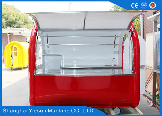 Yellow Snack Crepe Mobile Fast Food Kiosk With 4 Small Wheels