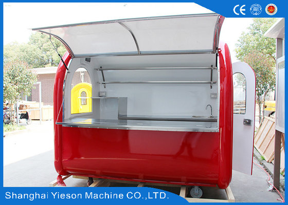 Yellow Snack Crepe Mobile Fast Food Kiosk With 4 Small Wheels