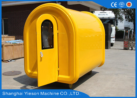 Yellow Snack Crepe Mobile Fast Food Kiosk With 4 Small Wheels