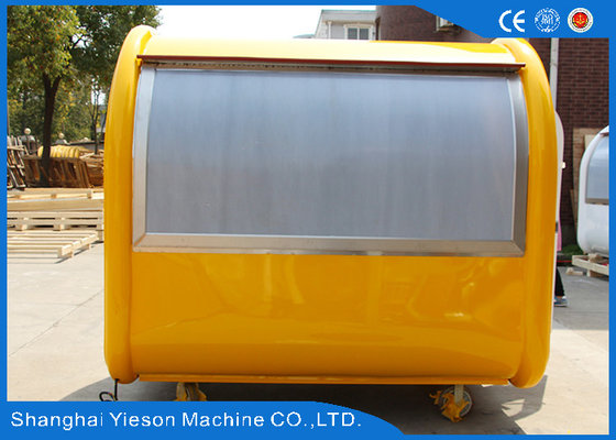 Yellow Snack Crepe Mobile Fast Food Kiosk With 4 Small Wheels