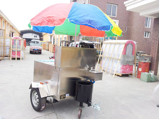Mobile Fryer Food Stainless Steel Hot Dog Cart With Small Wheels