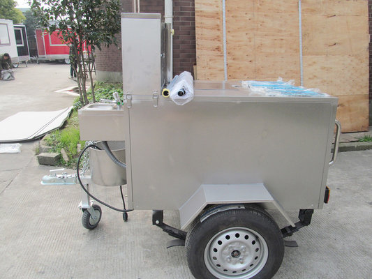Mobile Fryer Food Stainless Steel Hot Dog Cart With Small Wheels