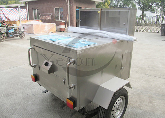 Mobile Fryer Food Stainless Steel Hot Dog Cart With Small Wheels