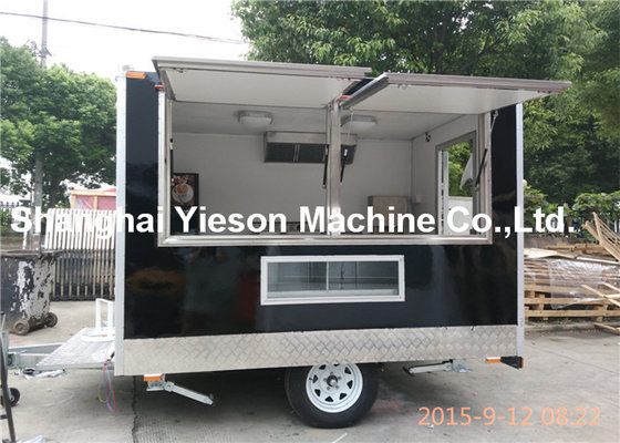 Black Car Paint Street Fryer Food Mobile Coffee Cart CE Approved