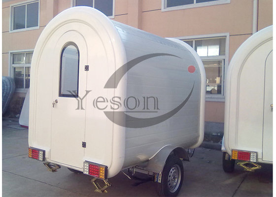 White Fiber Glass Delivering Food Truck Trailers Vehicle Commercial Kitchen Equipment
