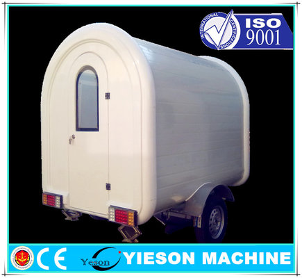 White Fiber Glass Delivering Food Truck Trailers Vehicle Commercial Kitchen Equipment