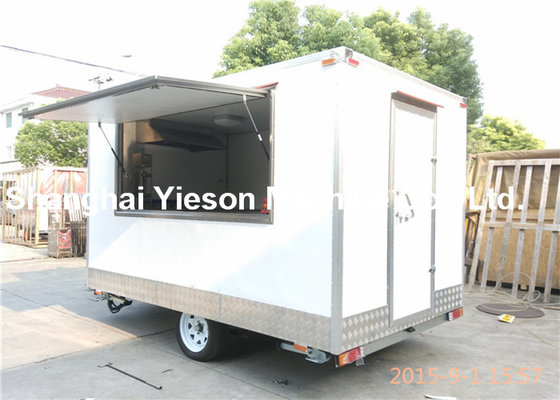White Ice Cream Mobile Concession Trailer Fast Food Vending Carts
