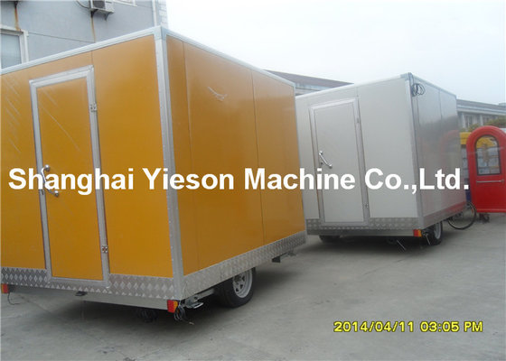 Out - Door Refrigerated Concessions Food Truck Trailers Yellow Kitchen Service Cart