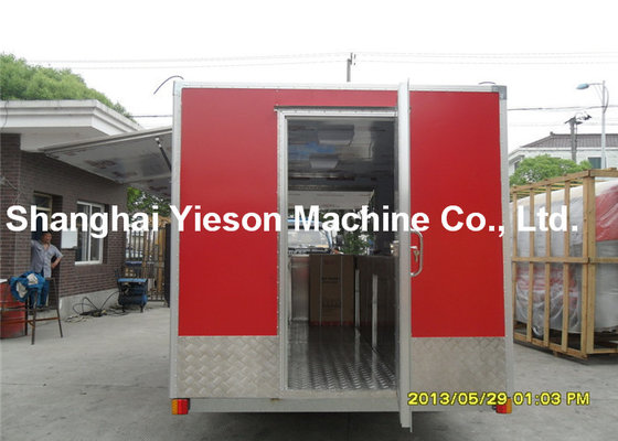 Customize Red Kitchen Cooking Fast Food Kiosk Car With Braking System
