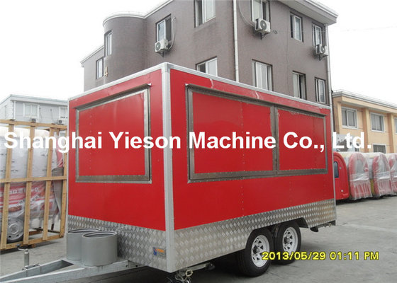 Customize Red Kitchen Cooking Fast Food Kiosk Car With Braking System