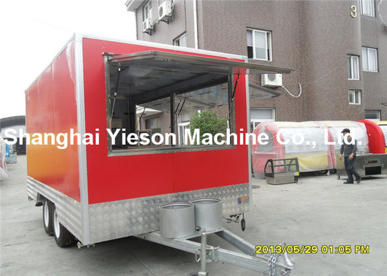 Customize Red Kitchen Cooking Fast Food Kiosk Car With Braking System