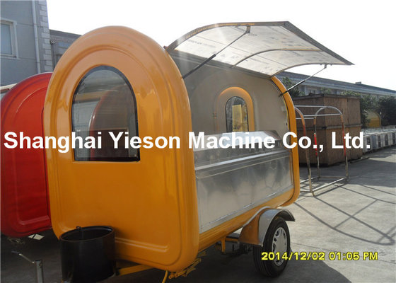 Durable European Standard Food Trucks And Trailers Yellow Fiber Glass