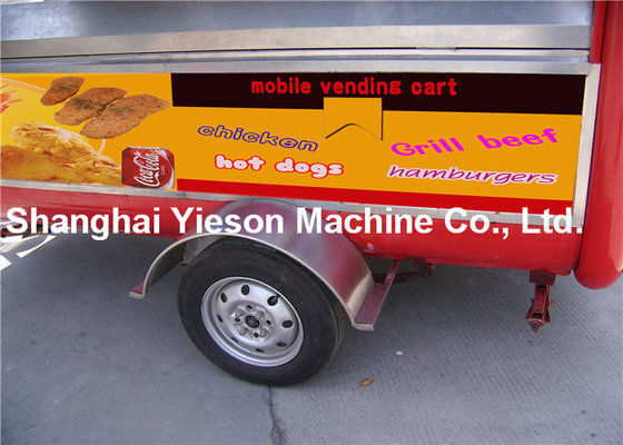 220v Red Fiber Glass Food Catering Van With Insulation Foam