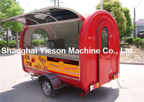 Fiber Glass Red Color Mobile Ice Cream Trailer With Strong Structure