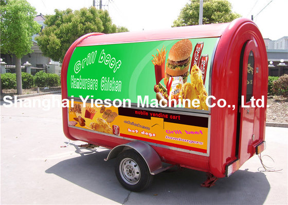 Fiber Glass Red Color Mobile Ice Cream Trailer With Strong Structure