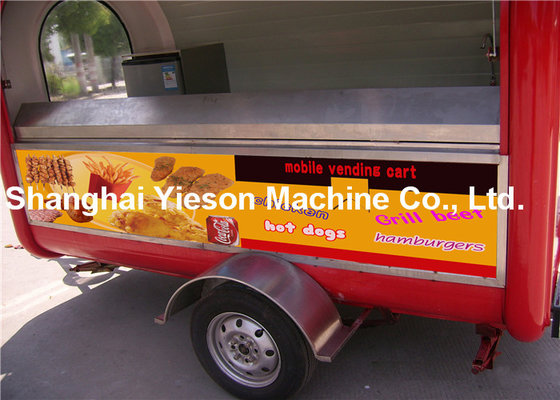Fiber Glass Red Color Mobile Ice Cream Trailer With Strong Structure