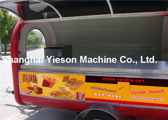 Fiber Glass Red Color Mobile Ice Cream Trailer With Strong Structure