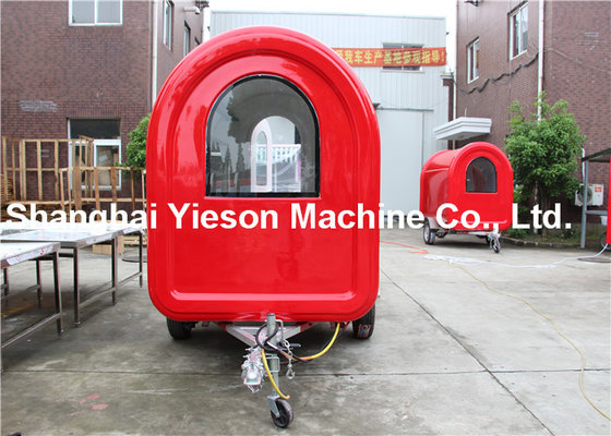 Red Iso9001 CE Ice Cream Food Truck Trailers 500kg Fiber Glass