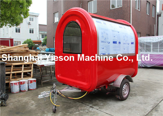 Red Iso9001 CE Ice Cream Food Truck Trailers 500kg Fiber Glass