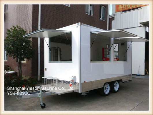 CE approved GRP White Color Street Food Vans Mobile Food Trailer