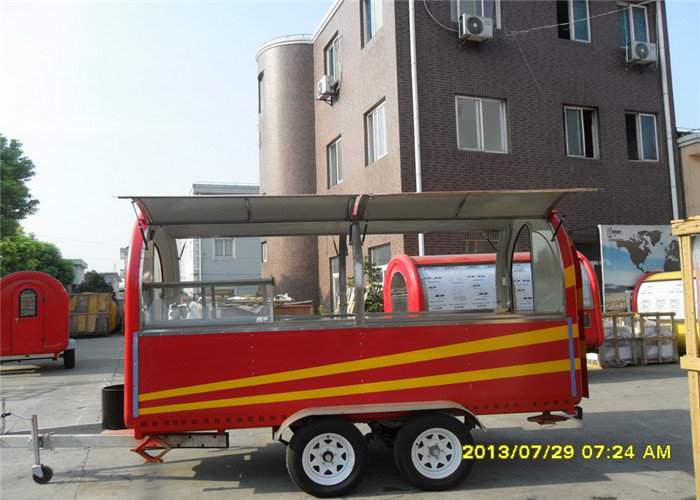 Fast Food / Ice Cream Street Food Cart  Mobile Catering Van Red And Yellow Striple