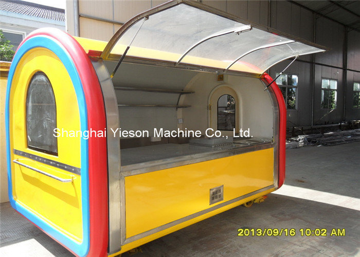 2m Wide Stainless Steel Food Cart Hot Dog Vending Carts Hand Push Kiosk