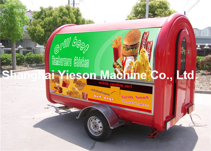 Fiber Glass Red Color Mobile Ice Cream Trailer With Strong Structure