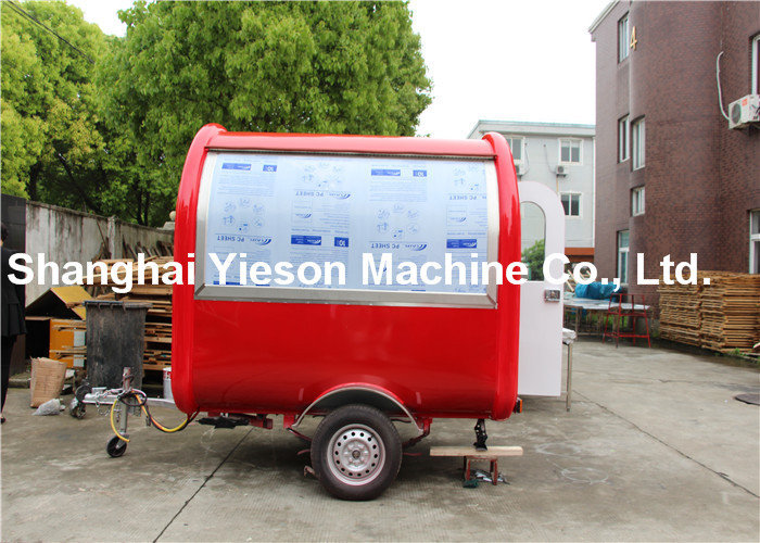 ISO9001 Red Color Food Concession Trailers Strong Structure Hot Dogs Carts