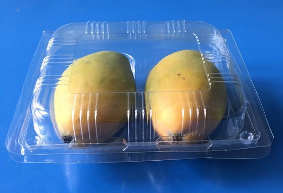 Disposable plastic Mango packaging container 2 pcs PET fruit packaigng box for Mango Plastic packaging box for Mango 2pc