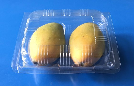 Disposable plastic Mango packaging container 2 pcs PET fruit packaigng box for Mango Plastic packaging box for Mango 2pc