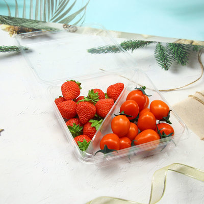 plastic clear 2 compartments fruit salad container box
