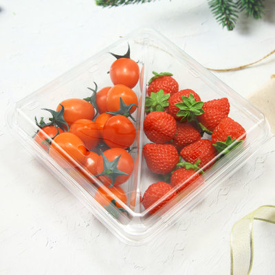 plastic clear 2 compartments fruit salad container box