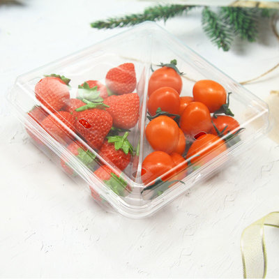 plastic clear 2 compartments fruit salad container box