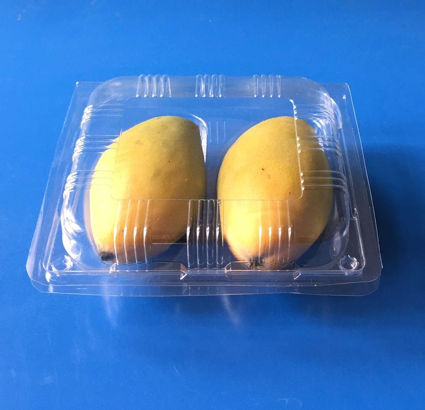 Disposable plastic Mango packaging container 2 pcs PET fruit packaigng box for Mango Plastic packaging box for Mango 2pc