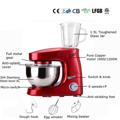 Powerful 220~240V 50~60Hz Cookie Dough Mixer 1200W for Soup Maker / Meat Grinder