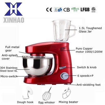 Spray Red 1.5 L Home Used Stand Mixer With Blender For Bakery / Cookies / Cakes