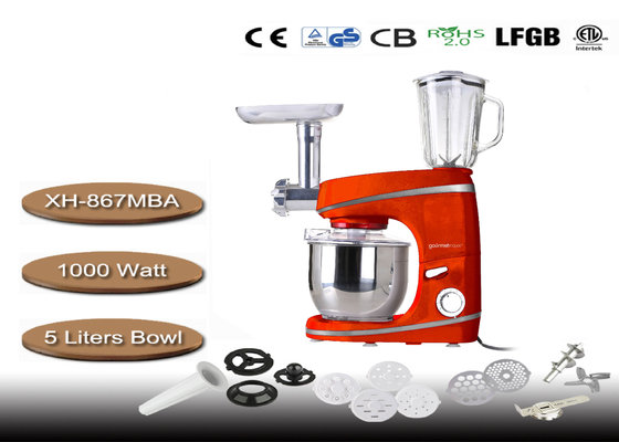 Powerful AC 1000W Stand Mixer Planetary Gear Action 5L Stainless Steel Mixing Bowl
