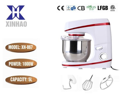 Plastic Housing Planetary Stand Mixer with Dough Hook And Egg Whisker Metal Gear System