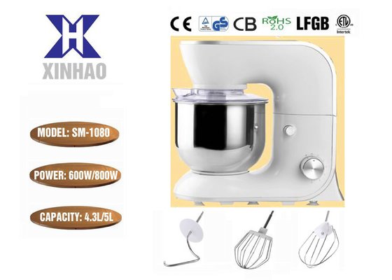 White 800 W Household Dough Mixer 4.3 Liters Stainless Steel Bowl Cake Mixing Tools