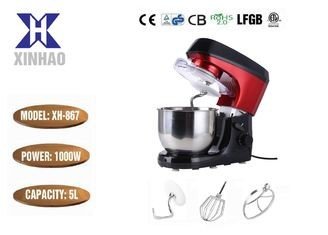 Injection Black And Red 1000w Kitchen Stand Mixer Household Plastic Mixer With 5L S/S Bowl