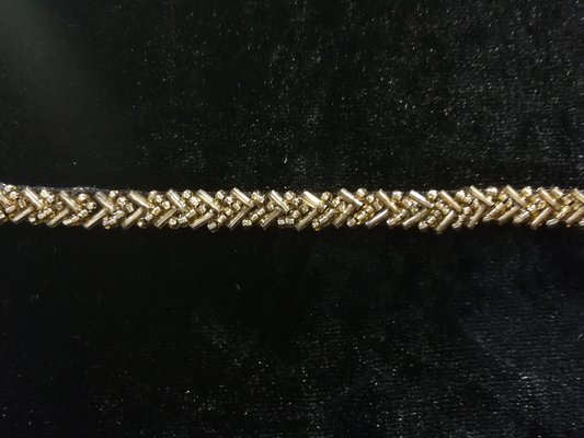 Golden glass beaded trimming for fashion dress