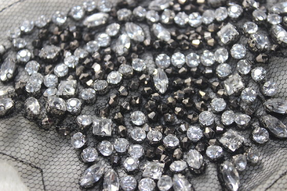 Fashion beaded trim beaded patch embroidery lace with beads