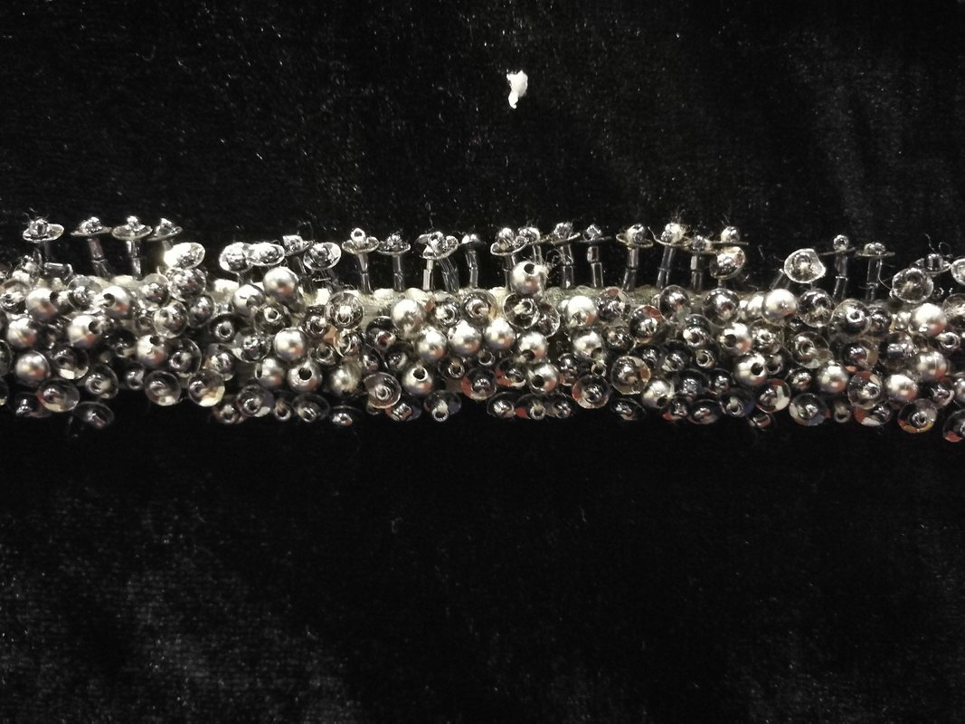 3D Gunmetal color beaded trimming bugle beads with sequins trims