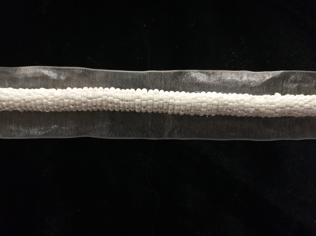 High quality glass beads beaded trimming beading tape white color