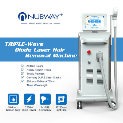 newest 3 in 1 triple wavelength painless 808 755 1064 diode laser hair removal for all skin type