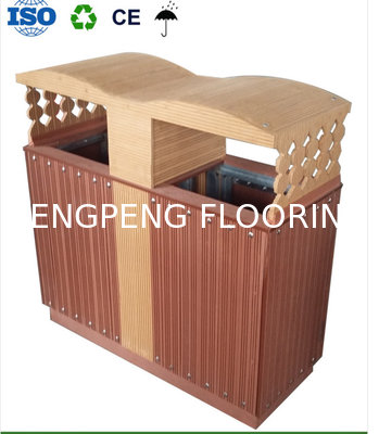 Factory direct plastic wood trash can Road wood plastic trash can Park community wpc double barrel trash