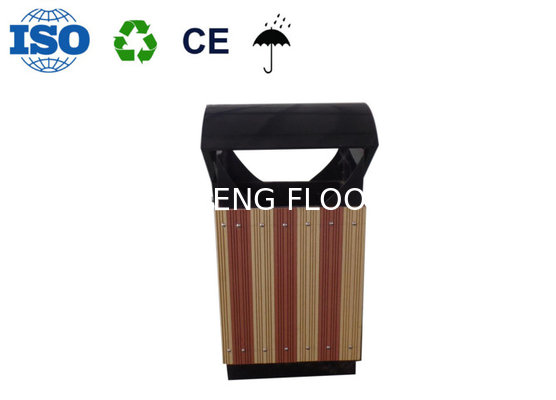 Factory direct plastic wood trash can Road wood plastic trash can Park community wpc double barrel trash