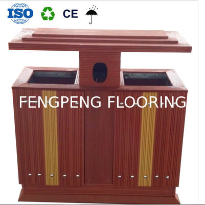 Factory direct plastic wood trash can Road wood plastic trash can Park community wpc double barrel trash
